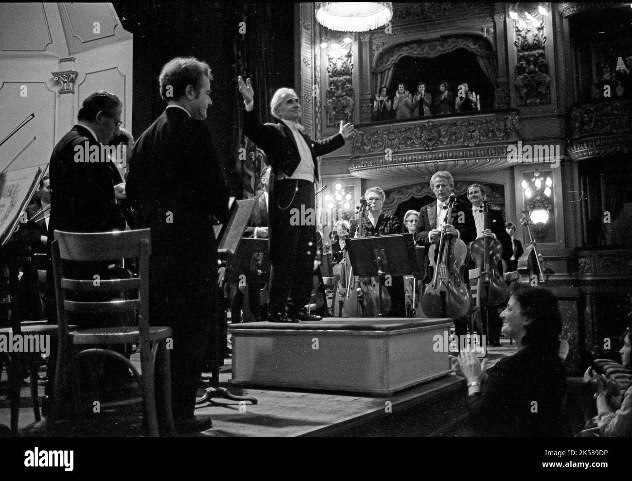 Jean Martinon, French music conductor, with the ORTF orchestra, Teatro ...