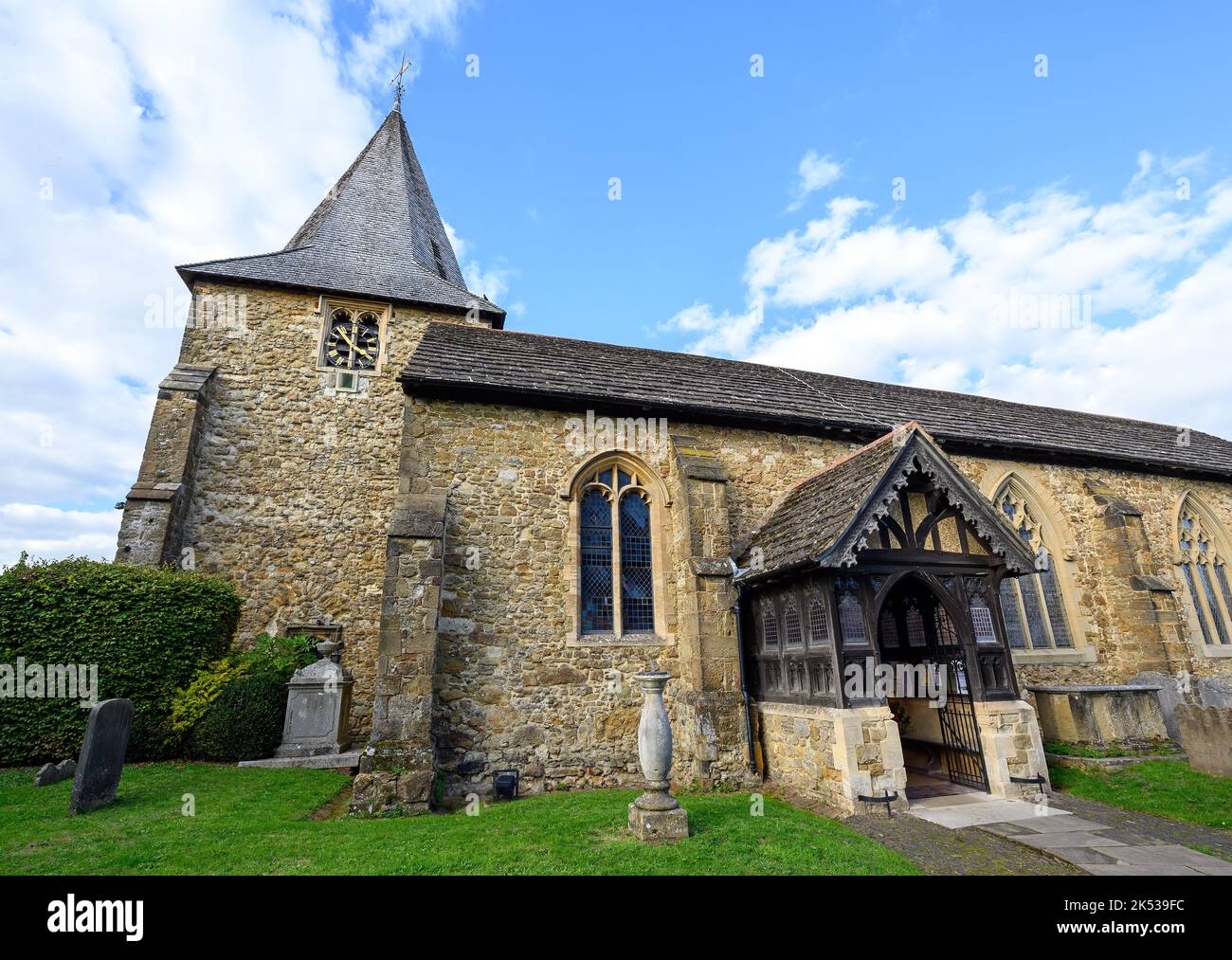 St Mary the Virgin, an old church in Westerham, Kent, UK. The history ...