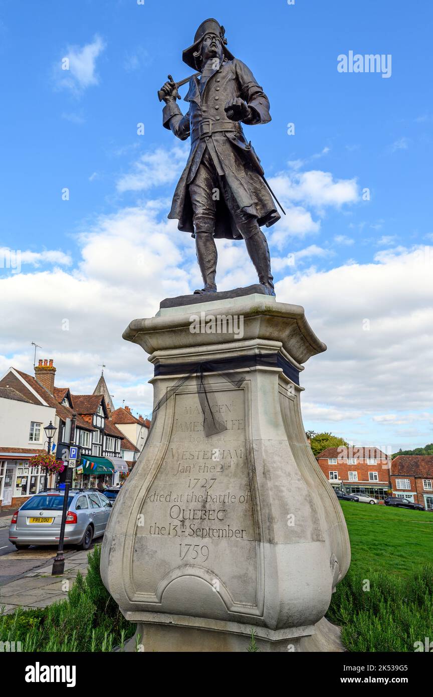 A statue of Major General James Wolfe on The Green in Westerham, Kent ...