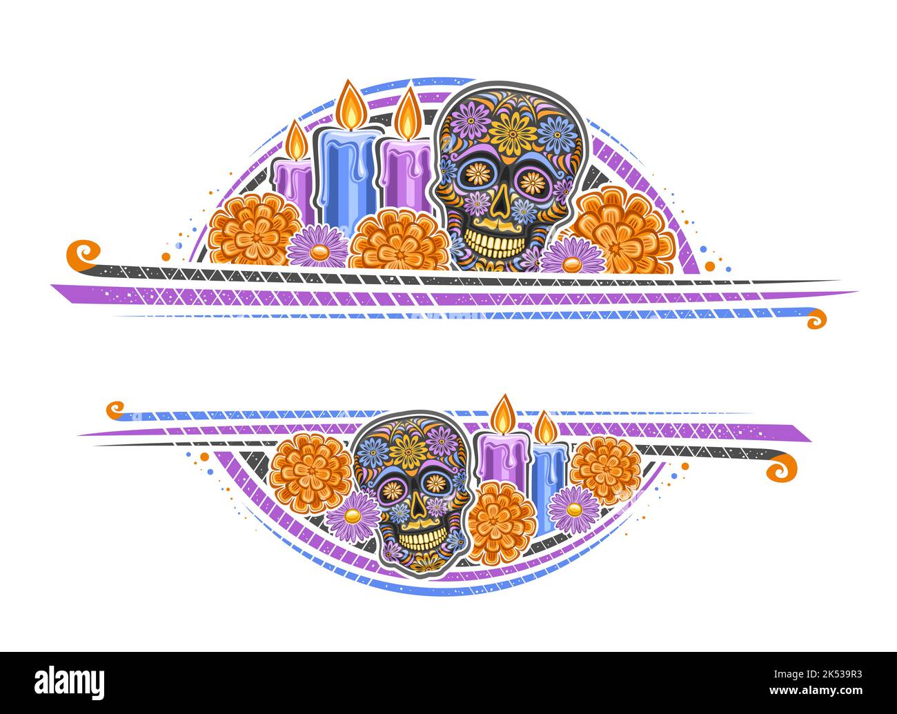 Vector border for Day of the Dead with copy space for congratulation ...
