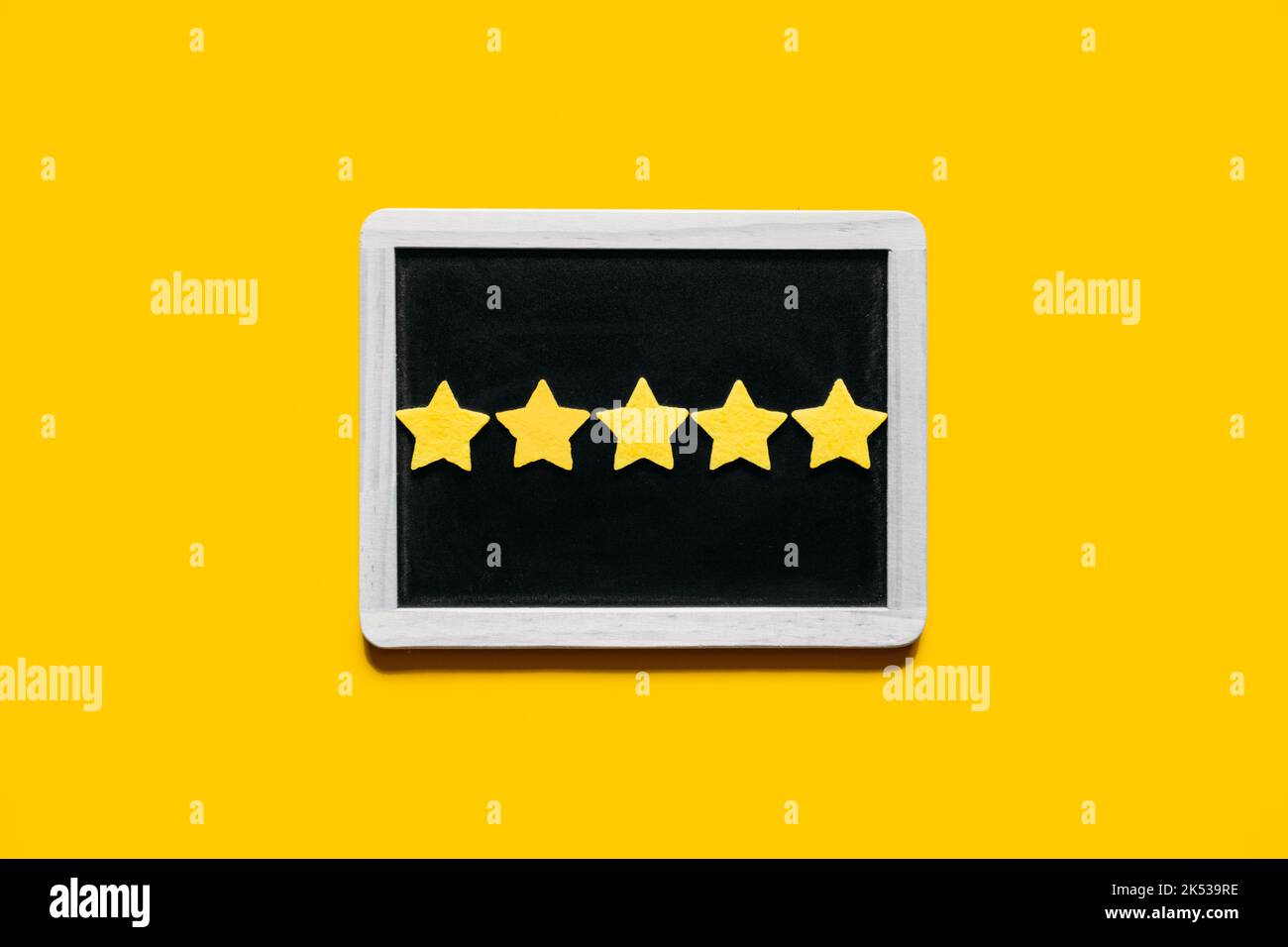 Customer Experience, Review Concept. Five yellow stars excellent rating ...