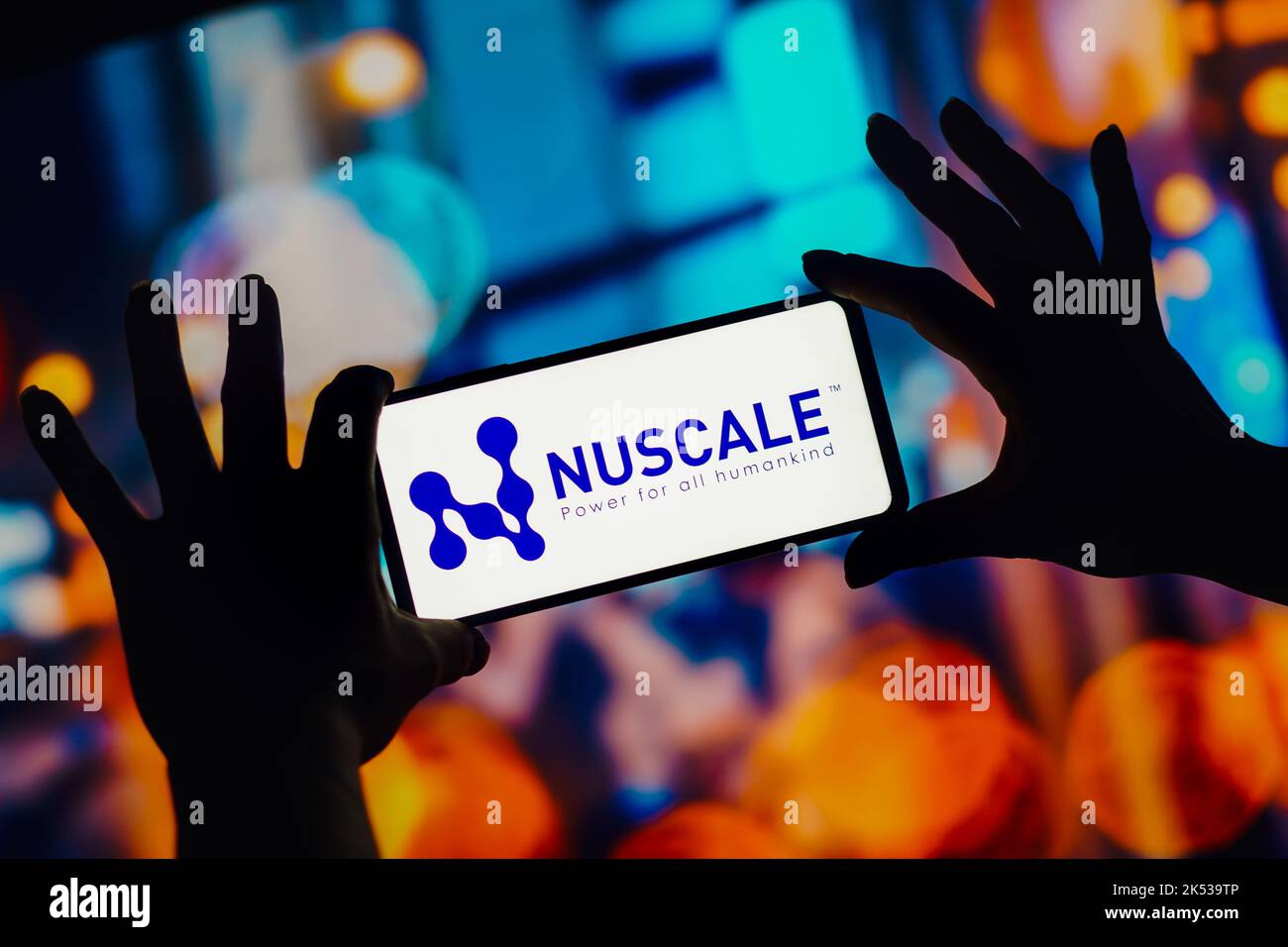In this photo illustration, the NuScale Power logo is seen displayed on ...
