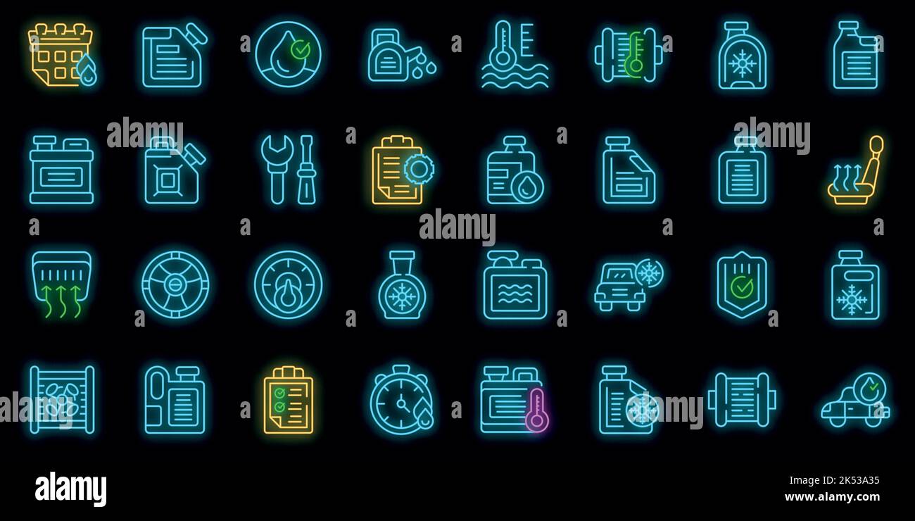 Car engine antifreeze icons set outline vector. Vent air. Car climate ...