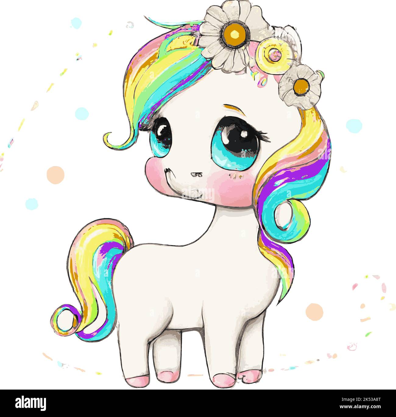 A vector of a cute unicorn over a white background Stock Vector Image ...