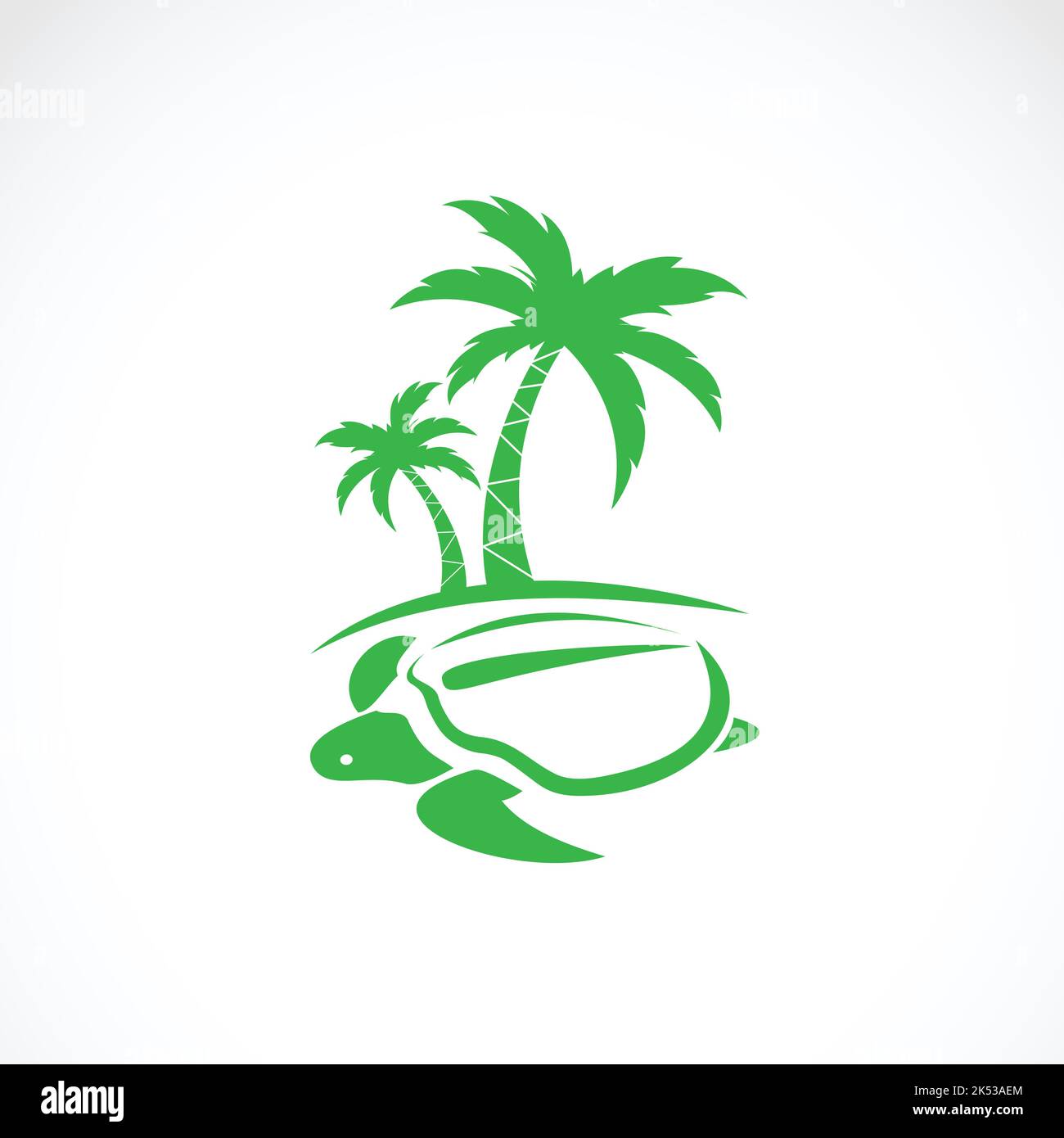 Vector image of palms tree and turtles. Easy editable layered vector ...
