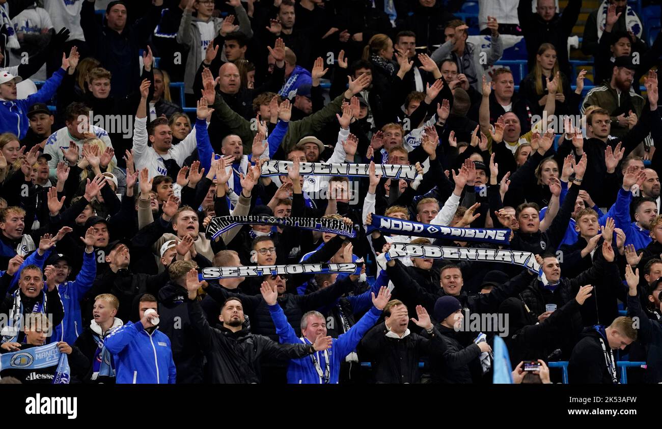 Manchester, England, 5th October 2022. Copenhagen fans during the UEFA ...