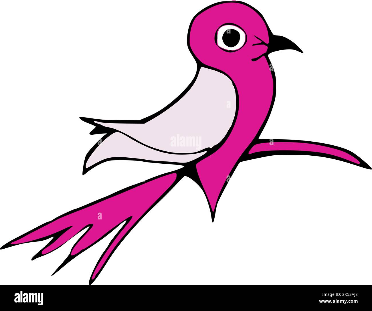 A vector of a pink bird over a white background Stock Vector Image ...