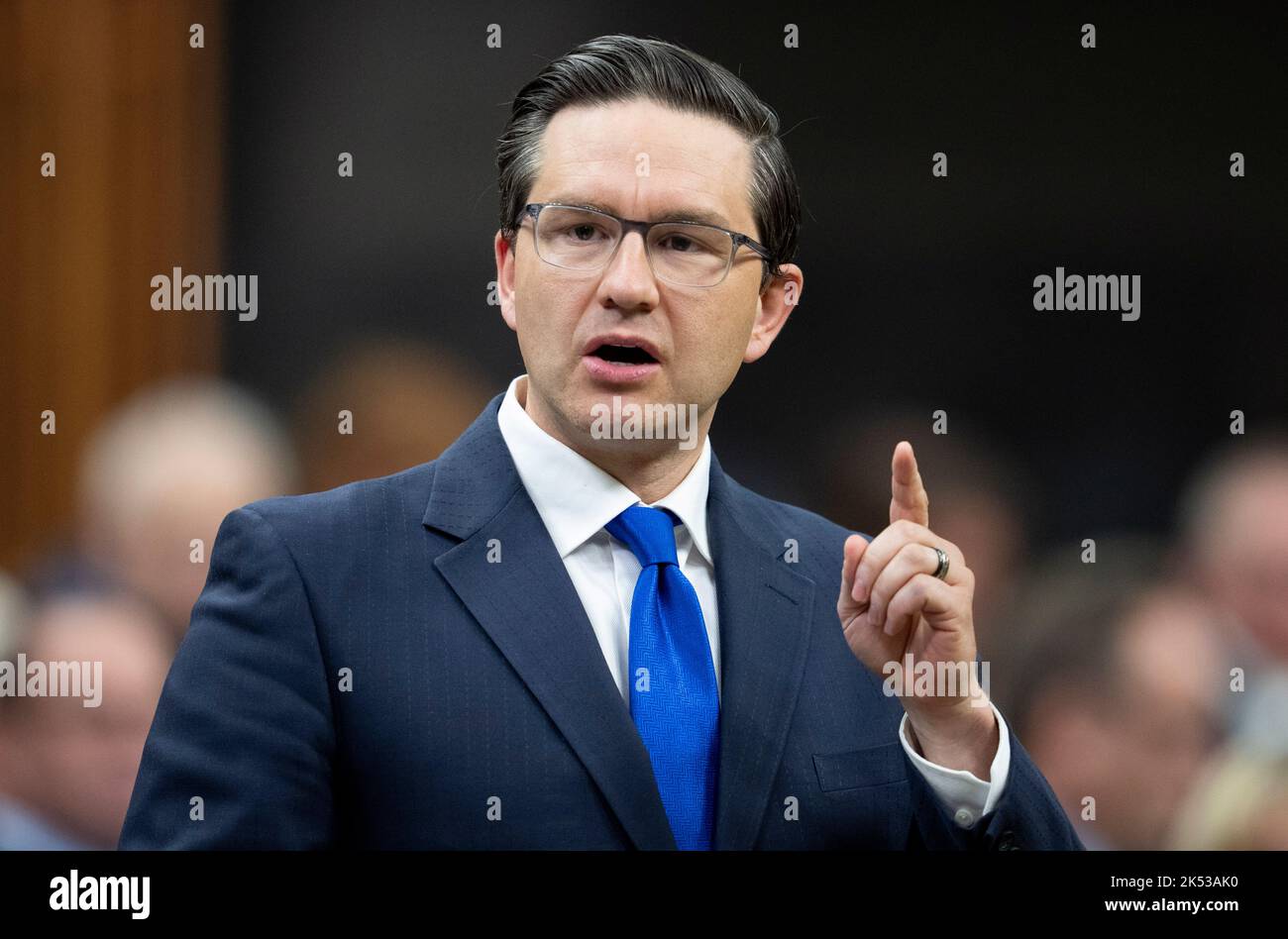 Conservative leader Pierre Poilievre rises during Question Period ...