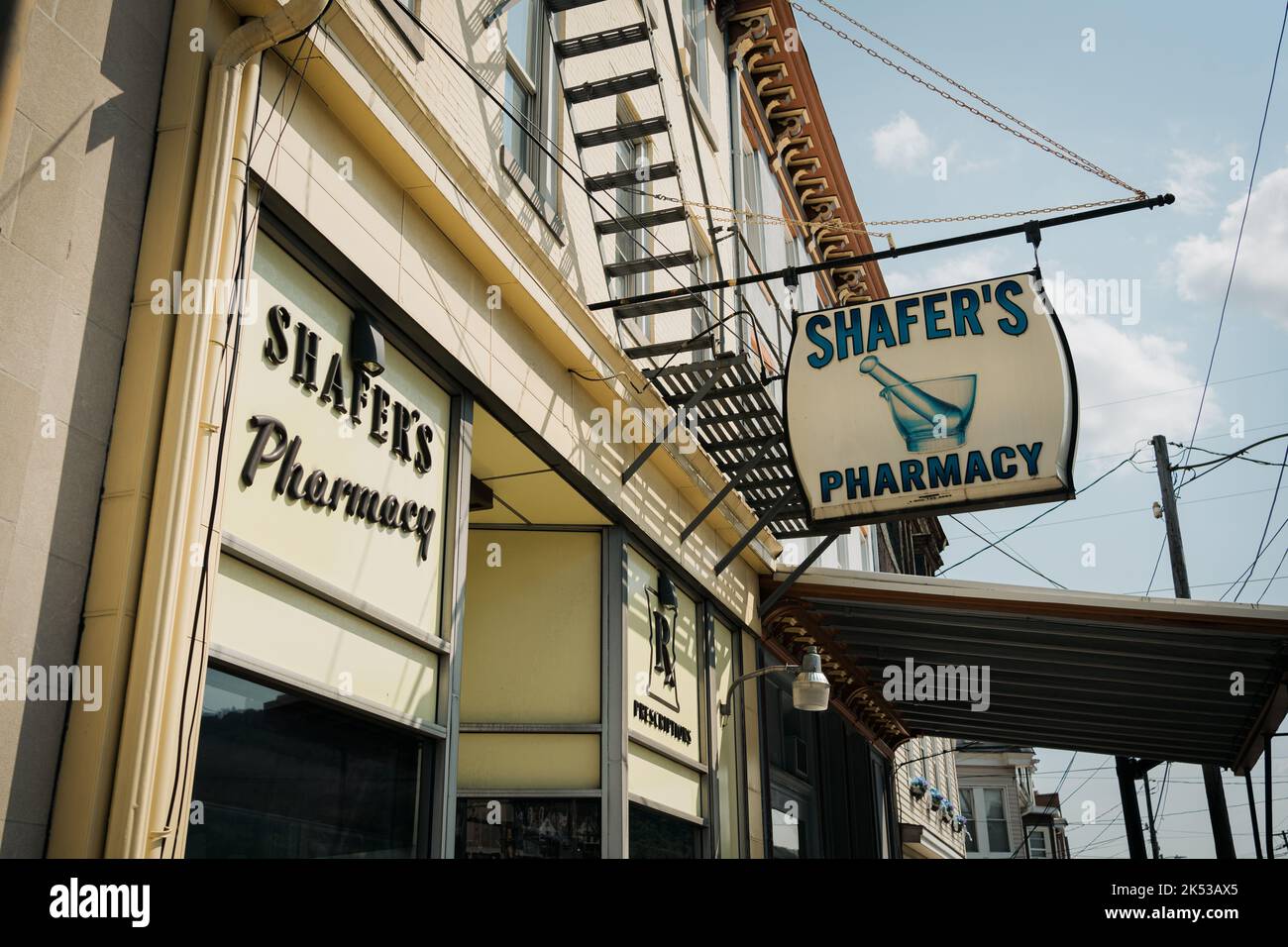 Shafers Pharmacy vintage sign, Tamaqua, Pennsylvania Stock Photo - Alamy