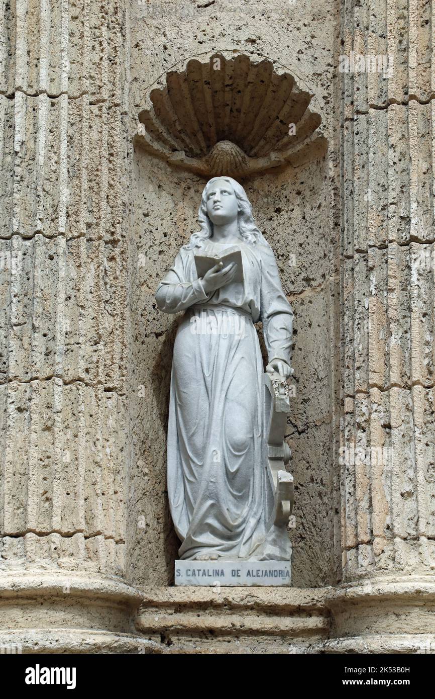 Statue of Saint Catherine of Alexandria on the facade of the Cathedral ...