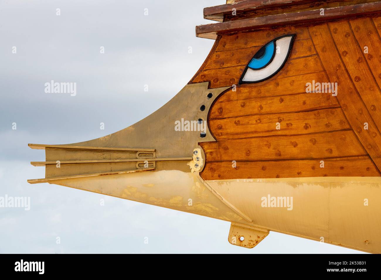 traditional style greek galley ship with face painted on the bows ...