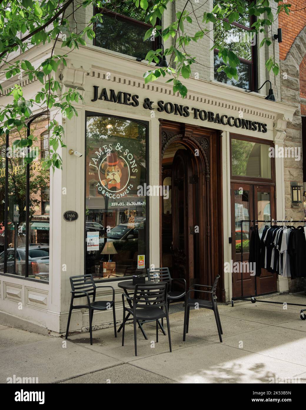 James & Sons Tobacconists storefront, Saratoga Springs, New York Stock ...