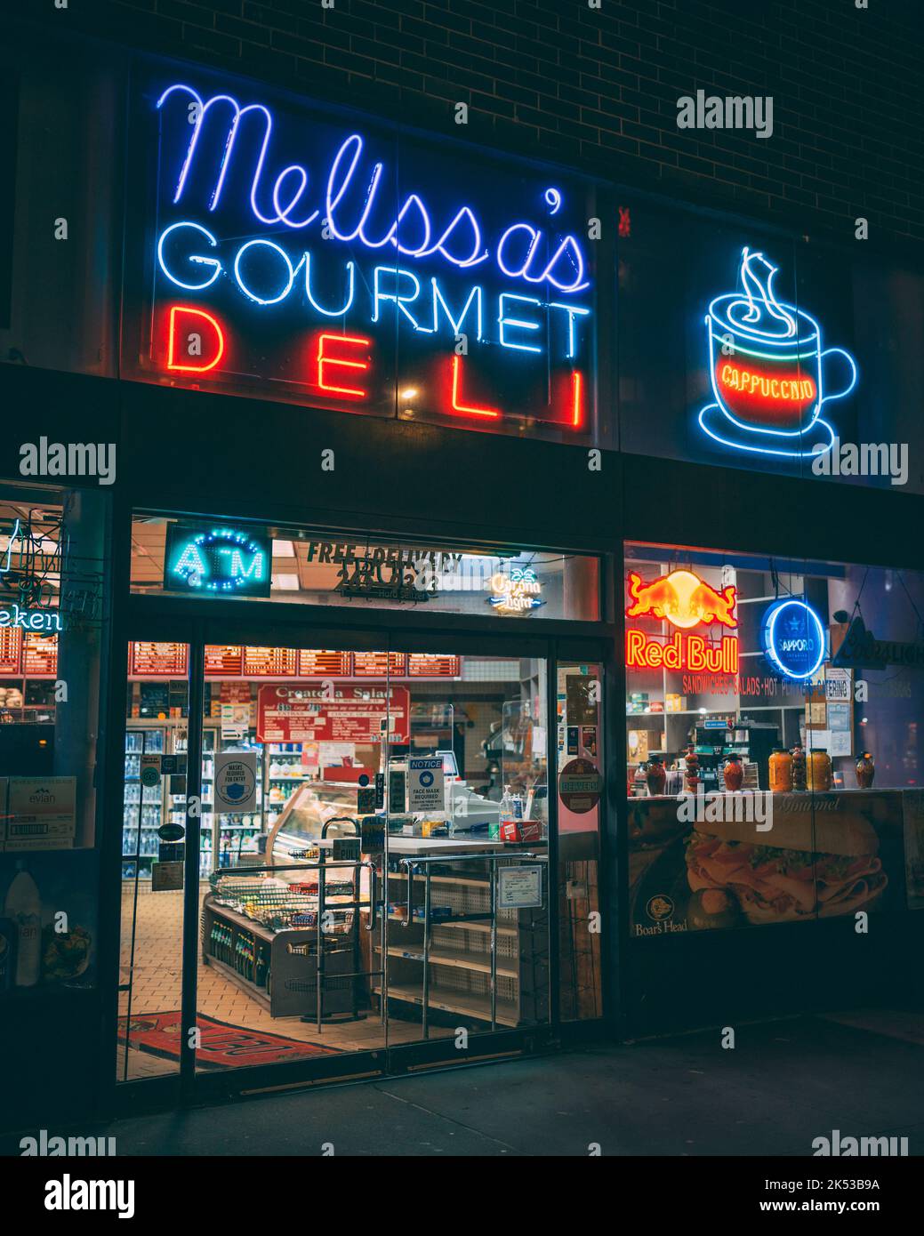 Melissas Gourmet Deli neon sign at night, Upper West Side, Manhattan ...