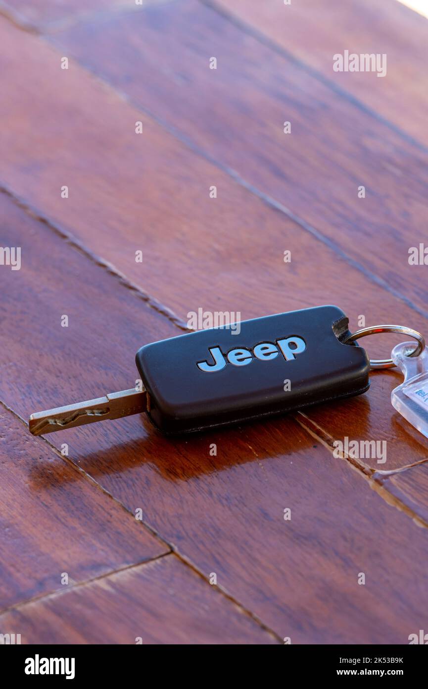 key to jeep car. ignition key for jeep 4 wheel drive car Stock Photo ...