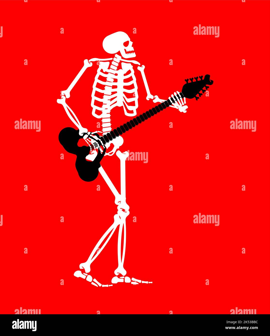 Skeleton with guitar. Skeleton musician. Electric guitar and dead man ...