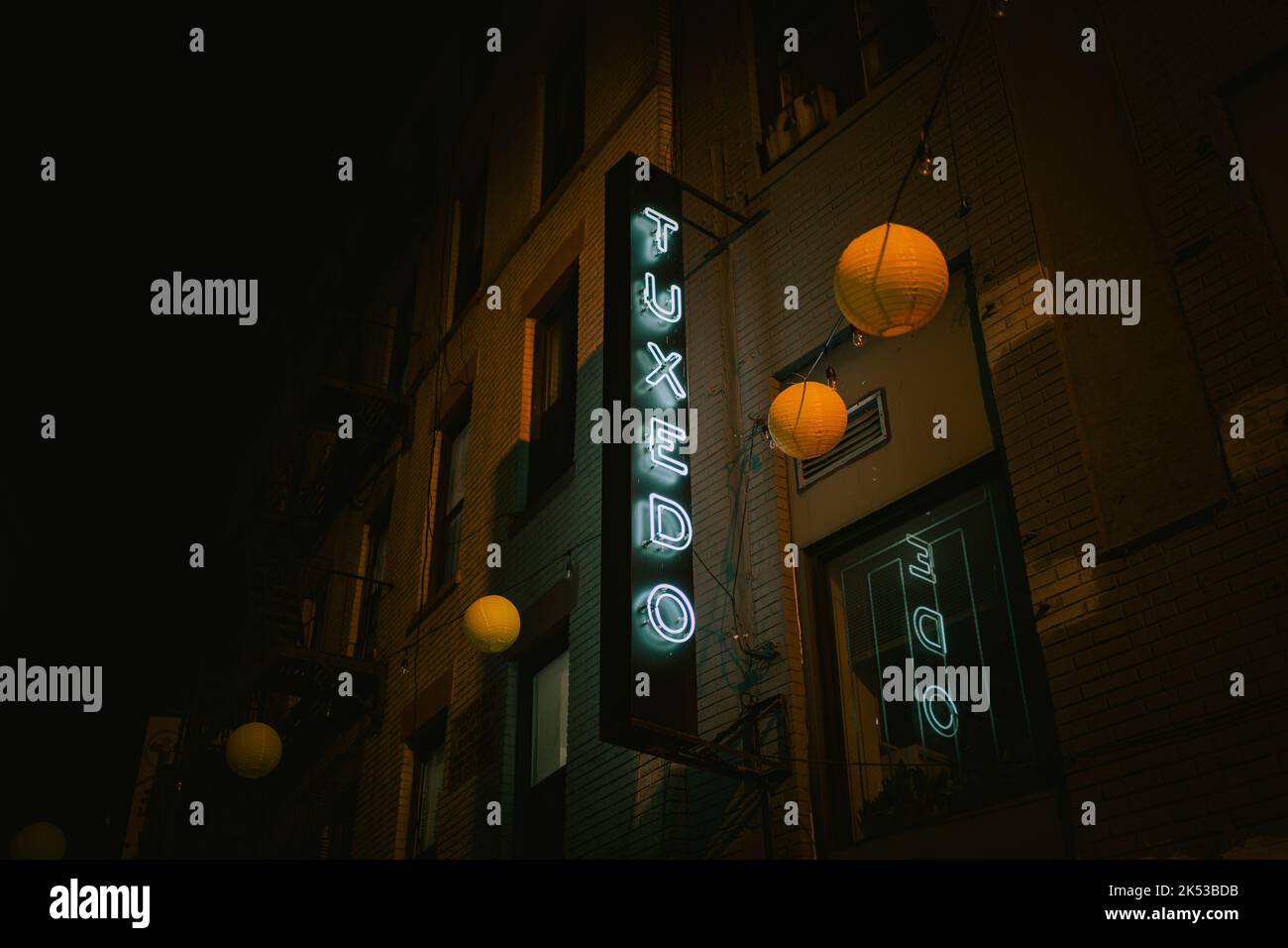 Chinese Tuxedo neon sign, in Chinatown, Manhattan, New York Stock Photo ...