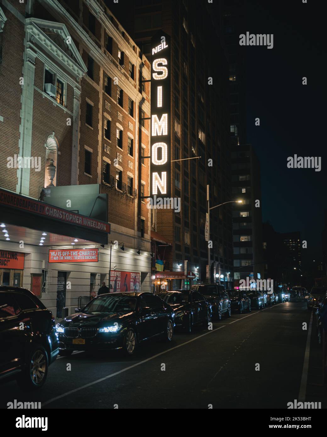 Neil Simon Theatre neon sign at night, Manhattan, New York Stock Photo ...