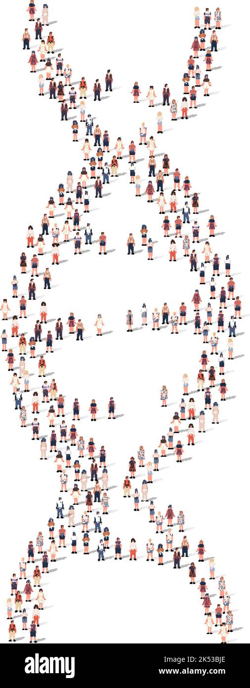 Large group of people different silhouette crowded together in dna ...