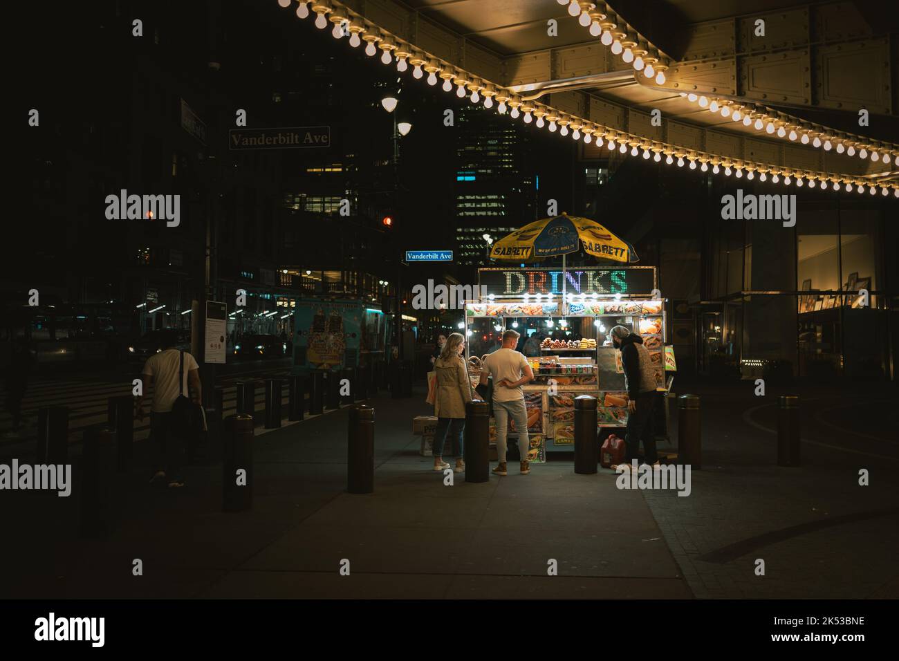 Street scene outside Grand Central Terminal at night, Manhattan, New ...
