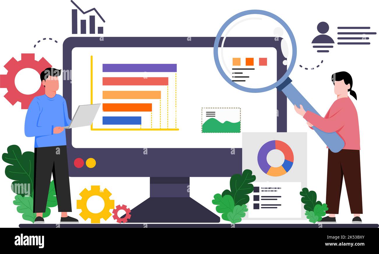 An illustration of project planning, cooperation, and workflow process ...