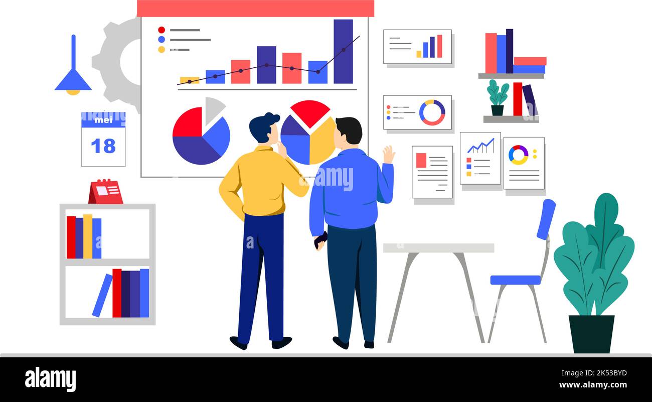 An illustration of project planning, cooperation, and workflow process ...