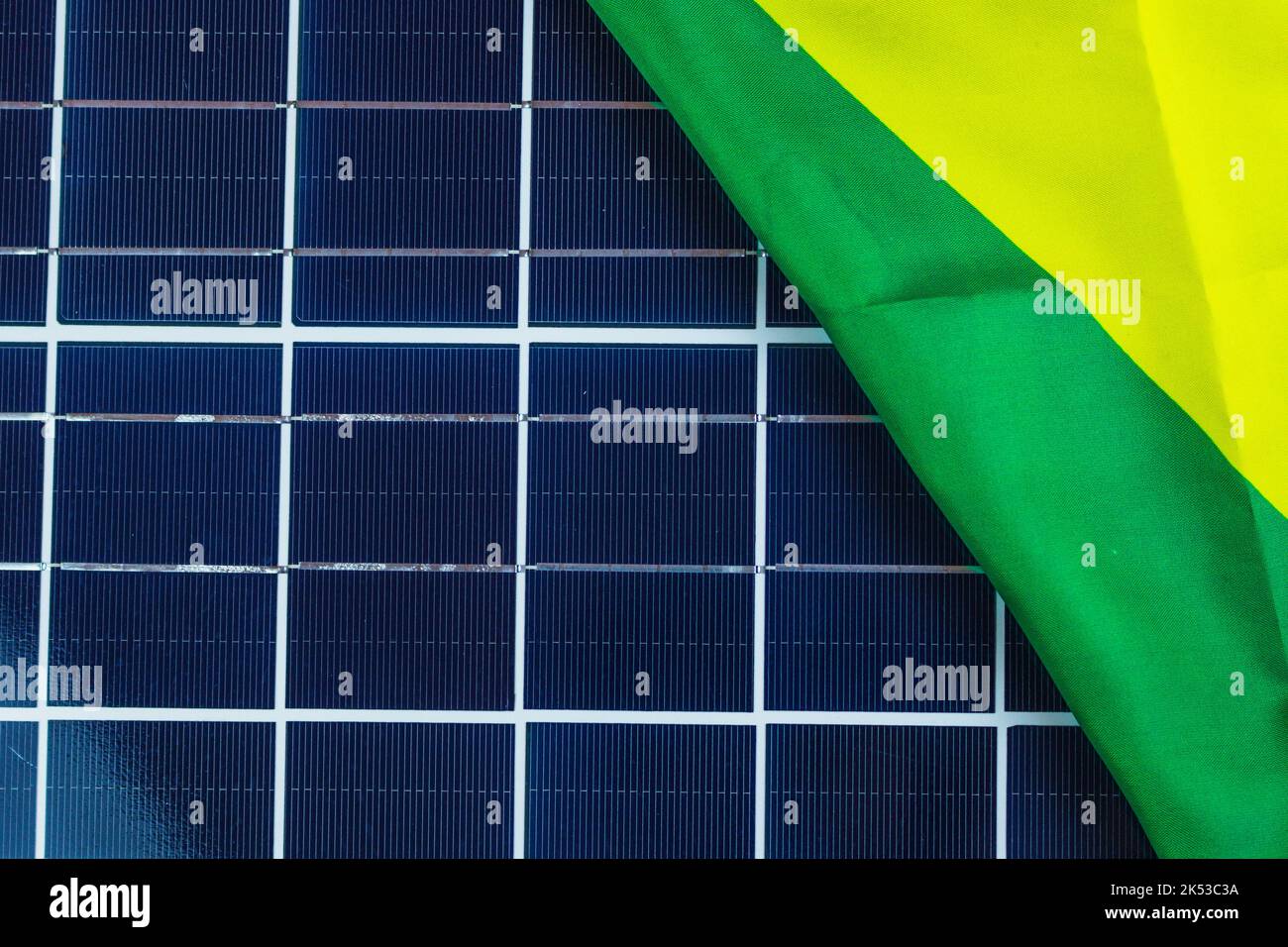 Brazil Flag over Photovoltaic Solar Panel. World Cup and Technology ...