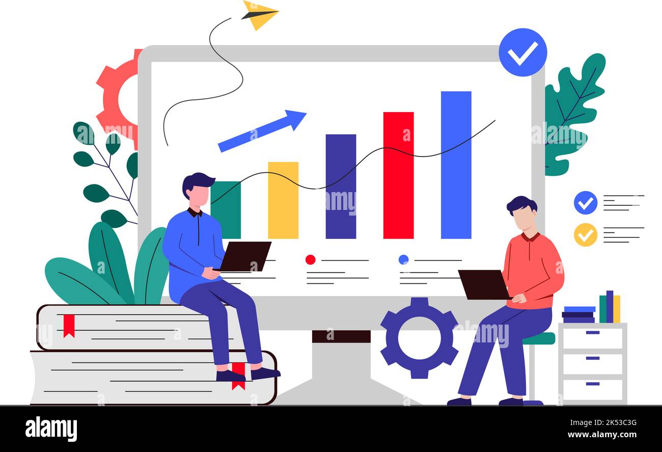 An illustration of project planning, cooperation, and workflow process ...