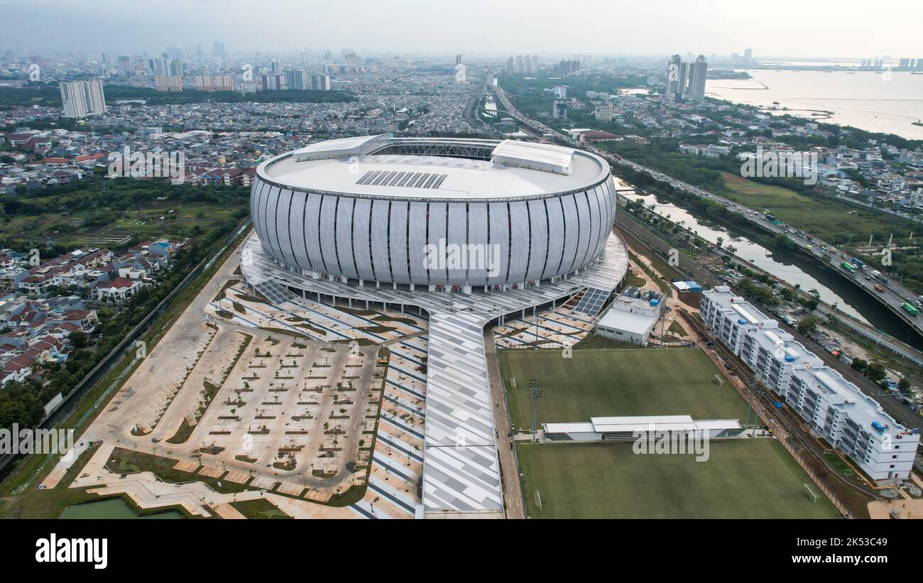 Aerial view. Construction of new football stadium for upcomming ...
