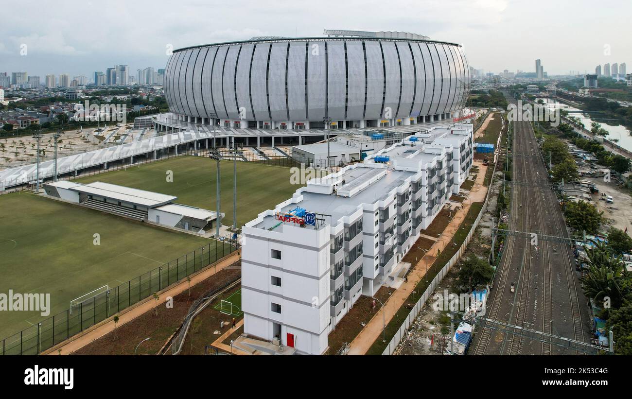 Aerial view. Construction of new football stadium for upcomming ...