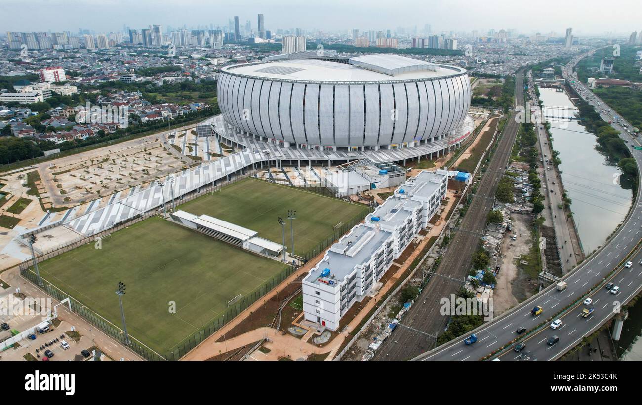 Aerial view. Construction of new football stadium for upcomming ...