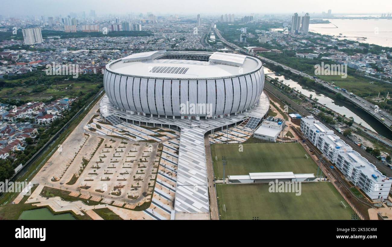 Aerial view. Construction of new football stadium for upcomming ...