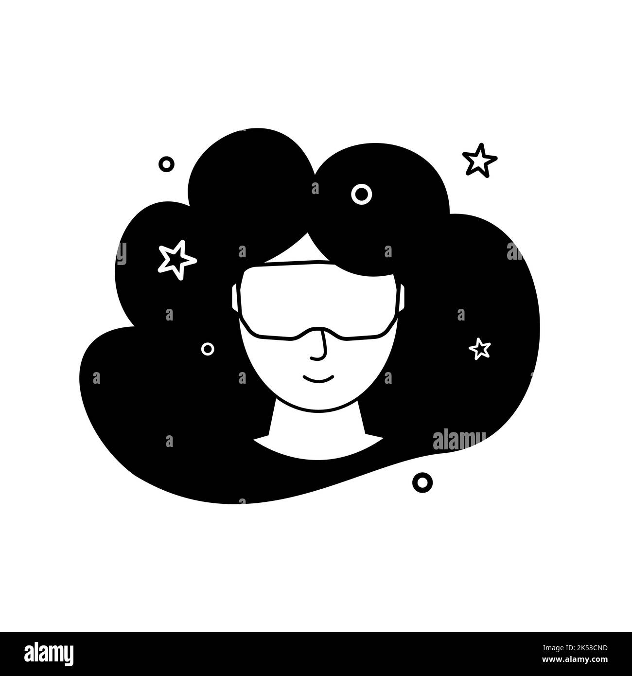 Metaverse black line icon with VR glasses. Virtual reality Stock Vector ...