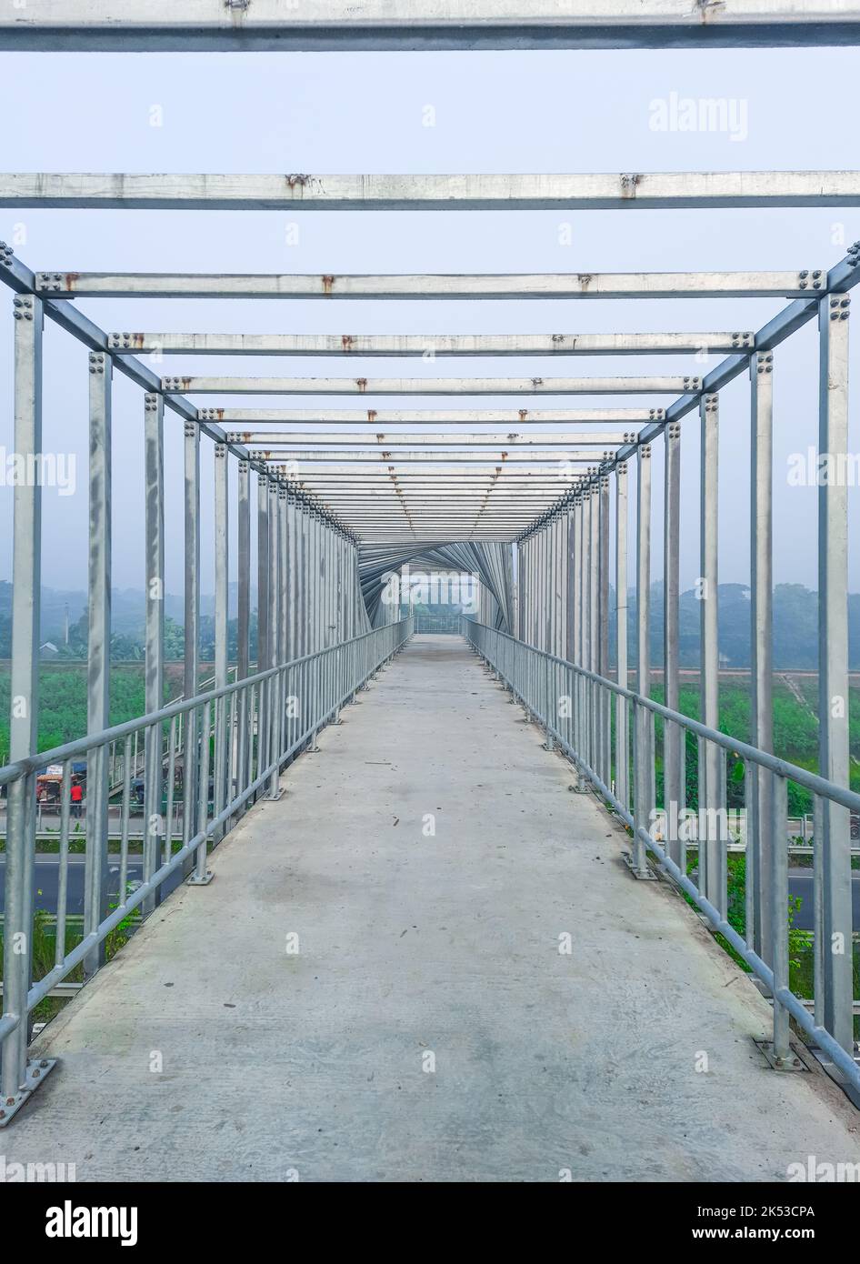 The unique interior of the bridge. Beautiful foot over bridge pathway ...
