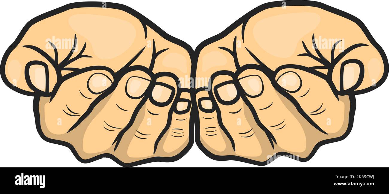 Vector Cartoon Outstretched Cupped Hands, Begging Hands, Arms, Palms ...
