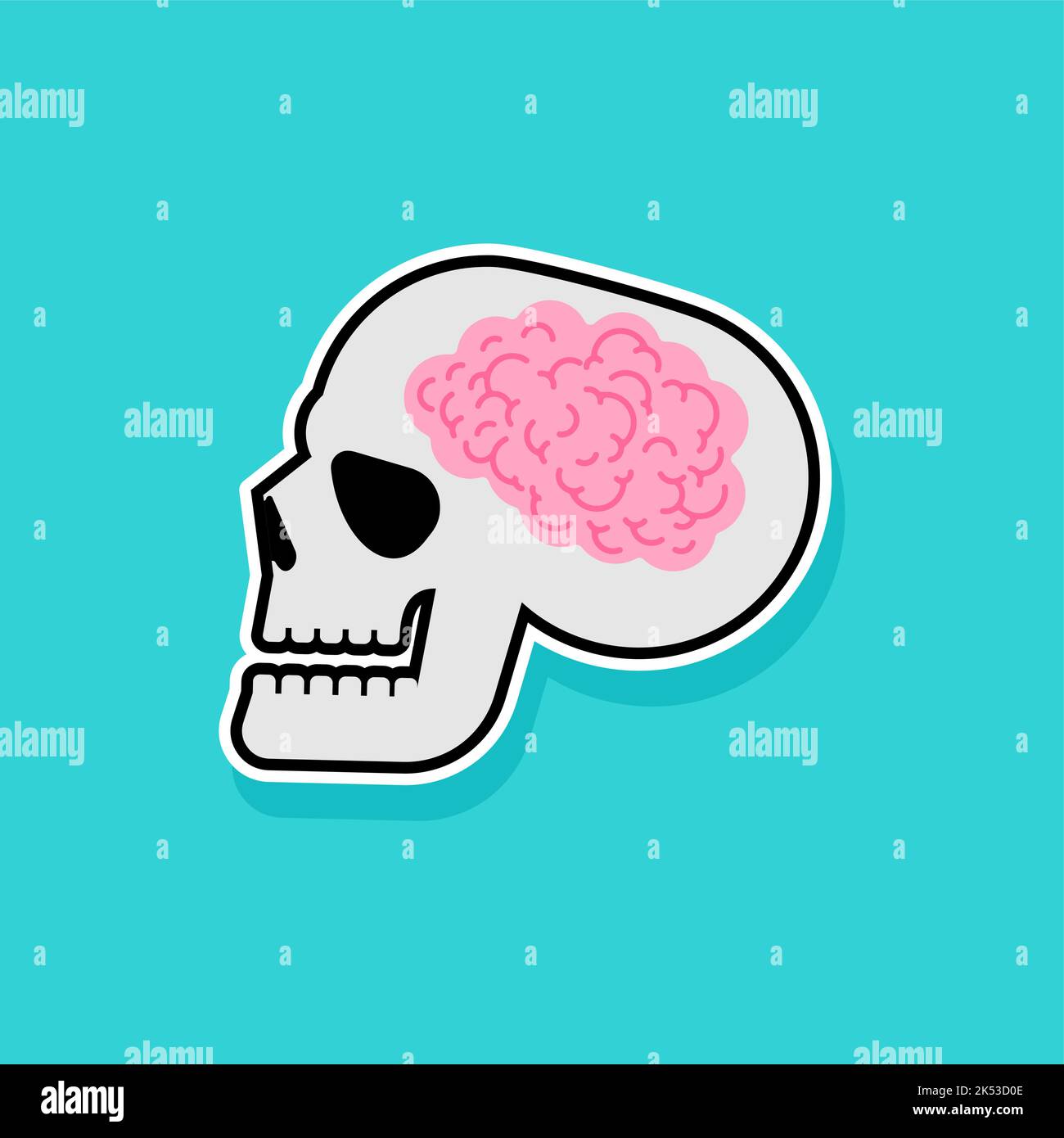 Brain inside skull Cartoon. Vector illustration Stock Vector Image ...