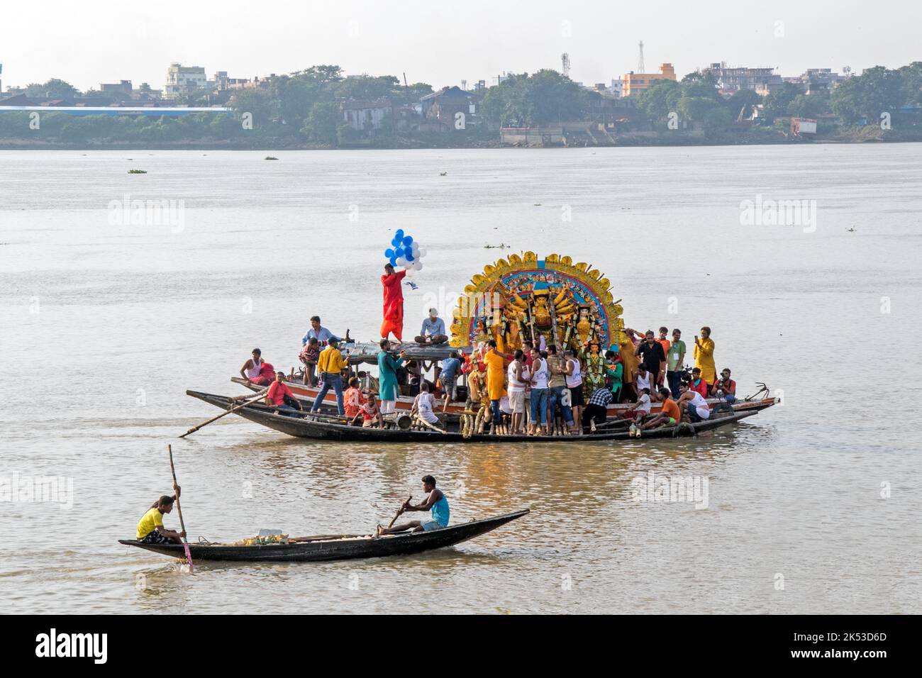 Preparations for the immersions of the Durga idol of Shobhabazar ...