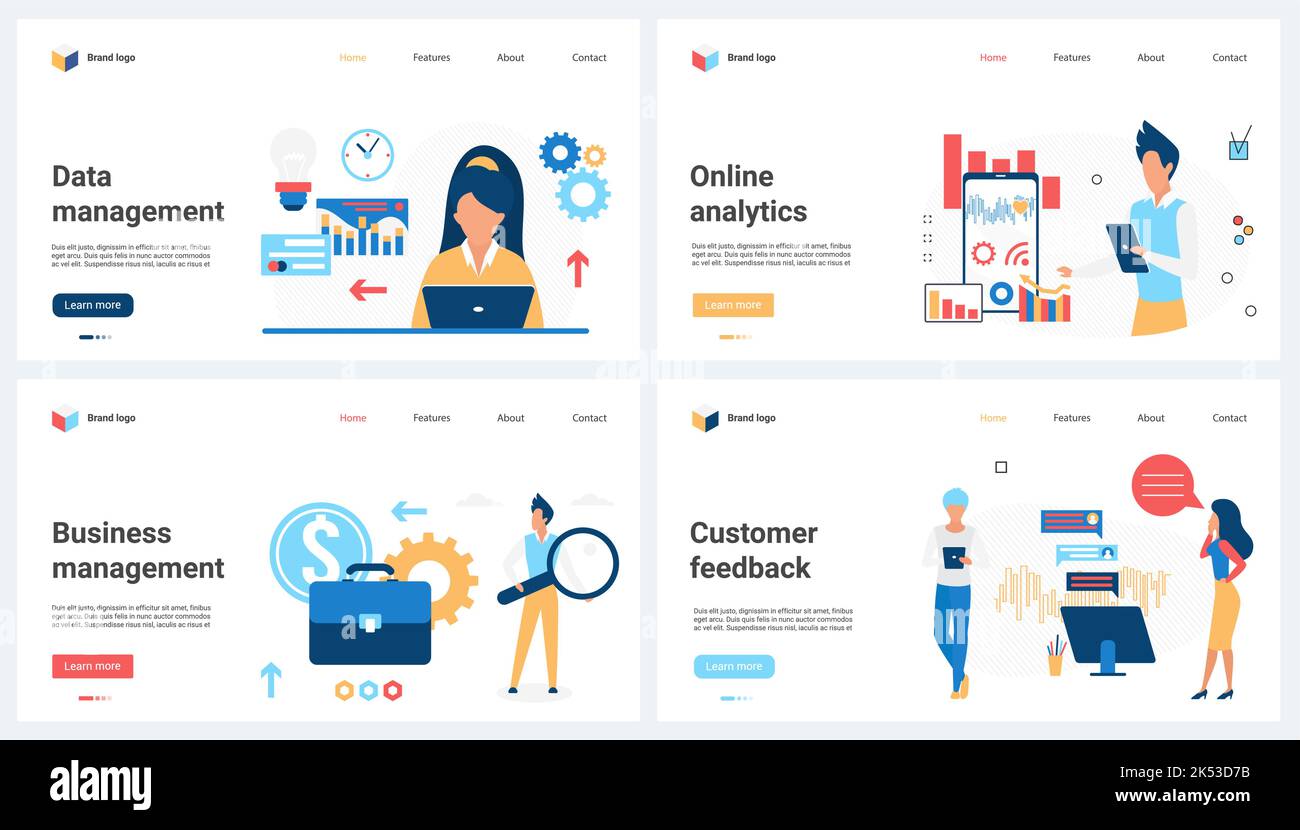 Business communication, collaboration and progress set vector illustration. Cartoon corporate ...