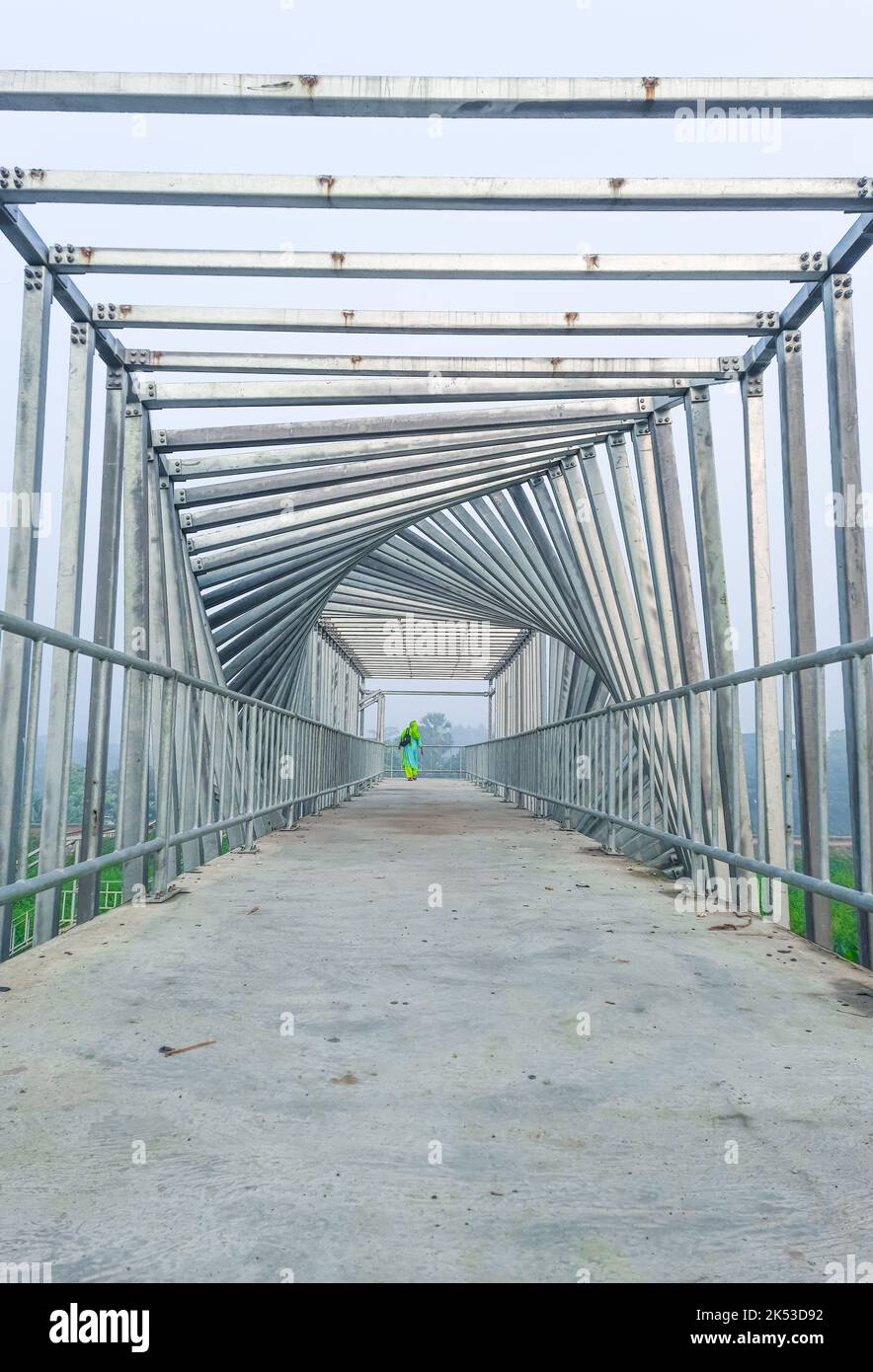 Happy woman tourist walking and admiring the unique interior of the ...