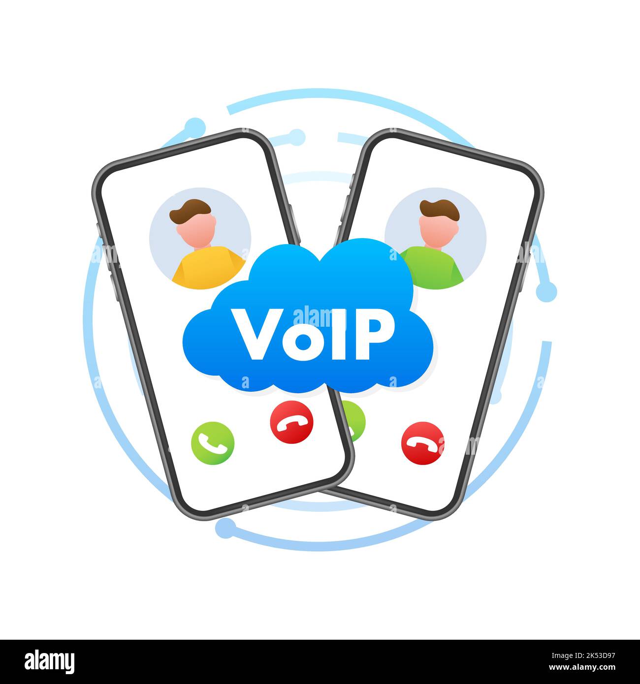 VoIP technology, voice over IP. Internet calling banner. Vector ...