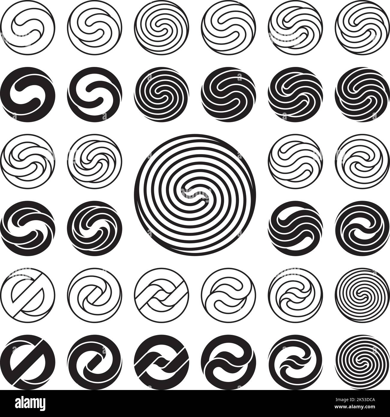 Logo Template. Set of Wavy Circle Logo Templates. Vector Illustration ...