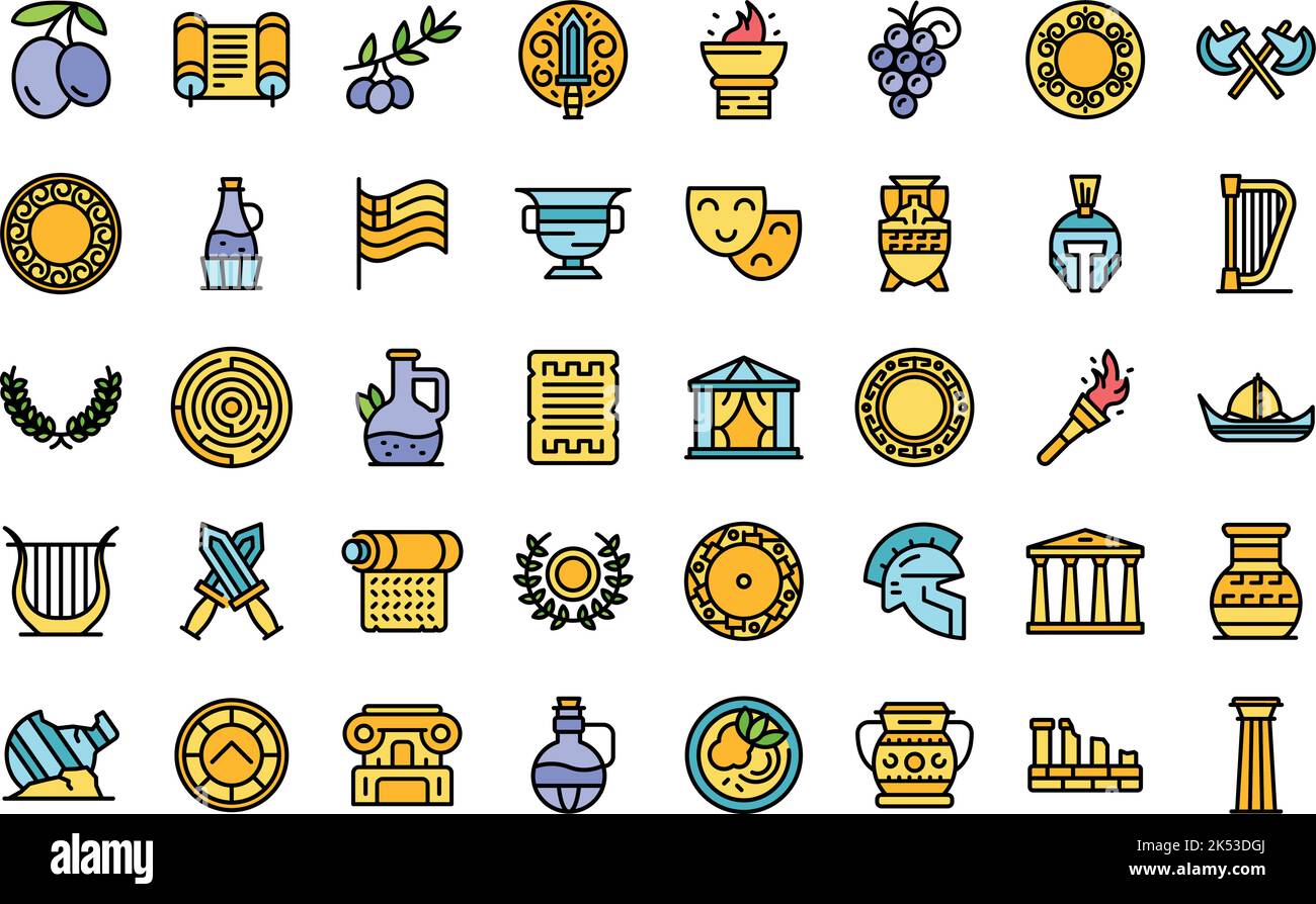 Athens icons set outline vector. Greece skyline. City building thin ...