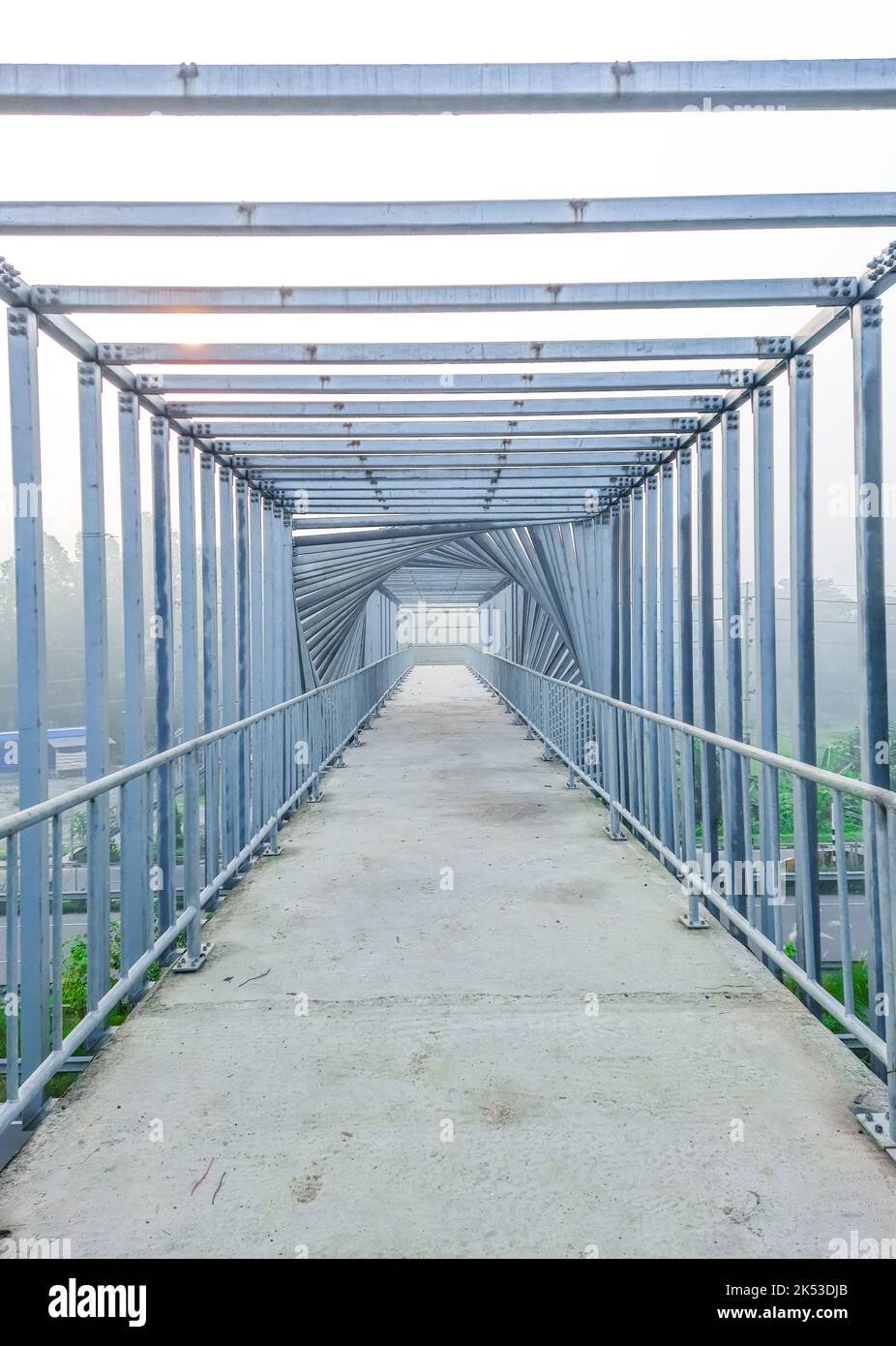 The unique interior of the bridge. Beautiful foot over bridge pathway ...