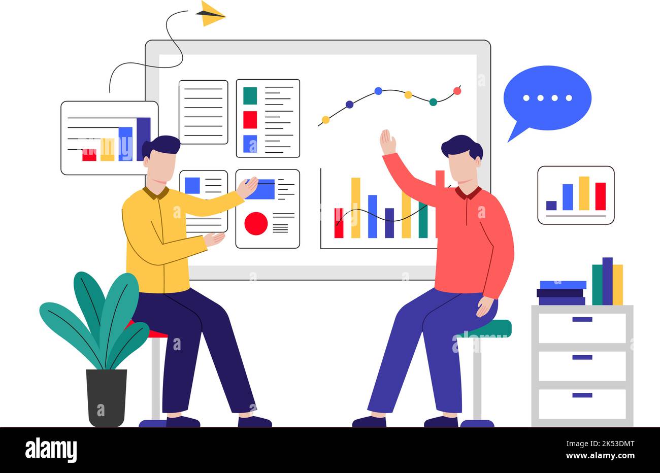 An illustration of project planning, cooperation, and workflow process ...