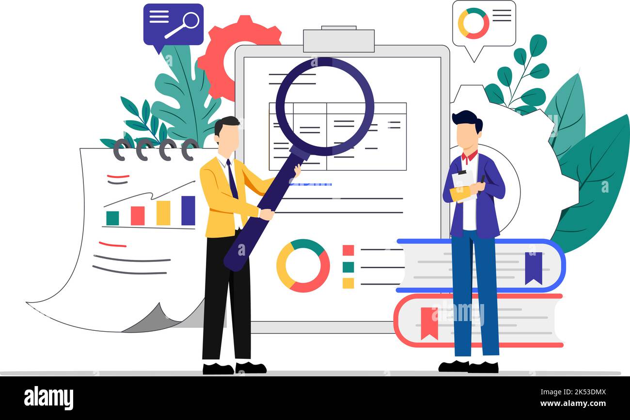 An illustration of project planning, cooperation, and workflow process ...