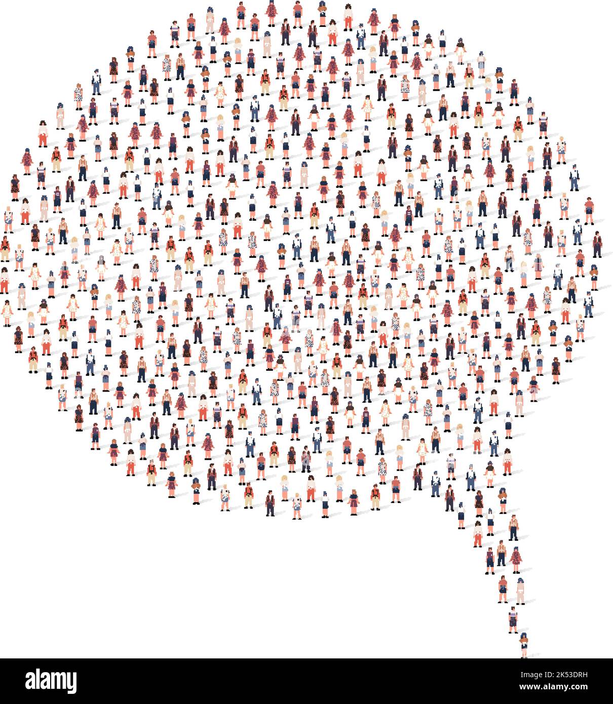 Large group of people silhouette crowded together in speech bubble ...