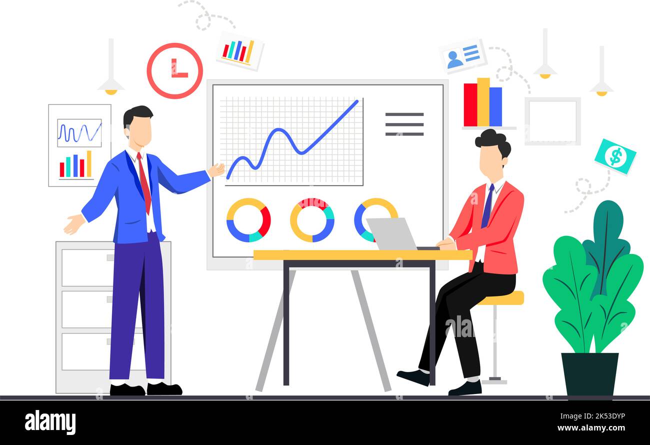 An illustration of project planning, cooperation, and workflow process ...