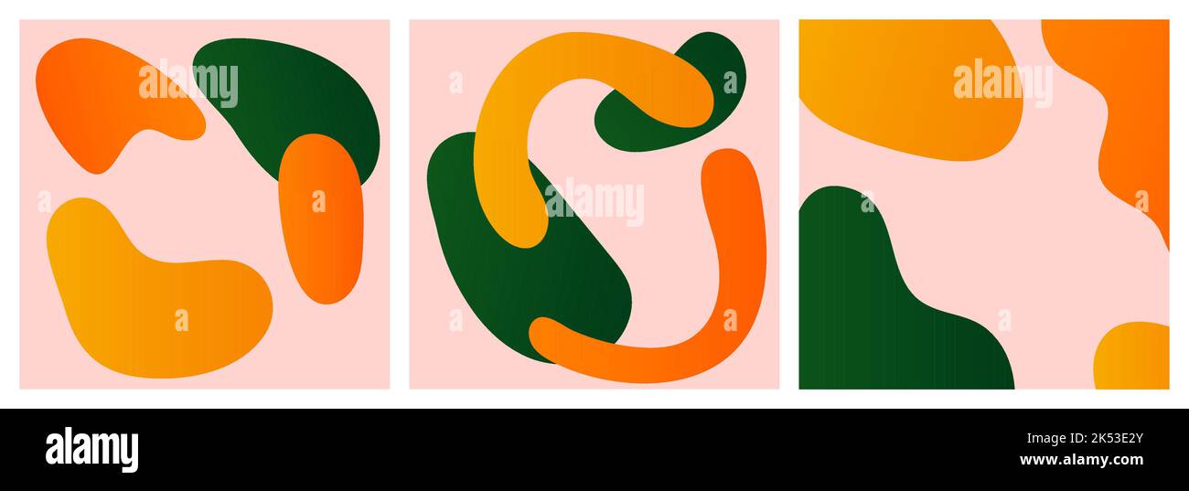 Set of artistic vector illustration with hand drawn organic shapes ...