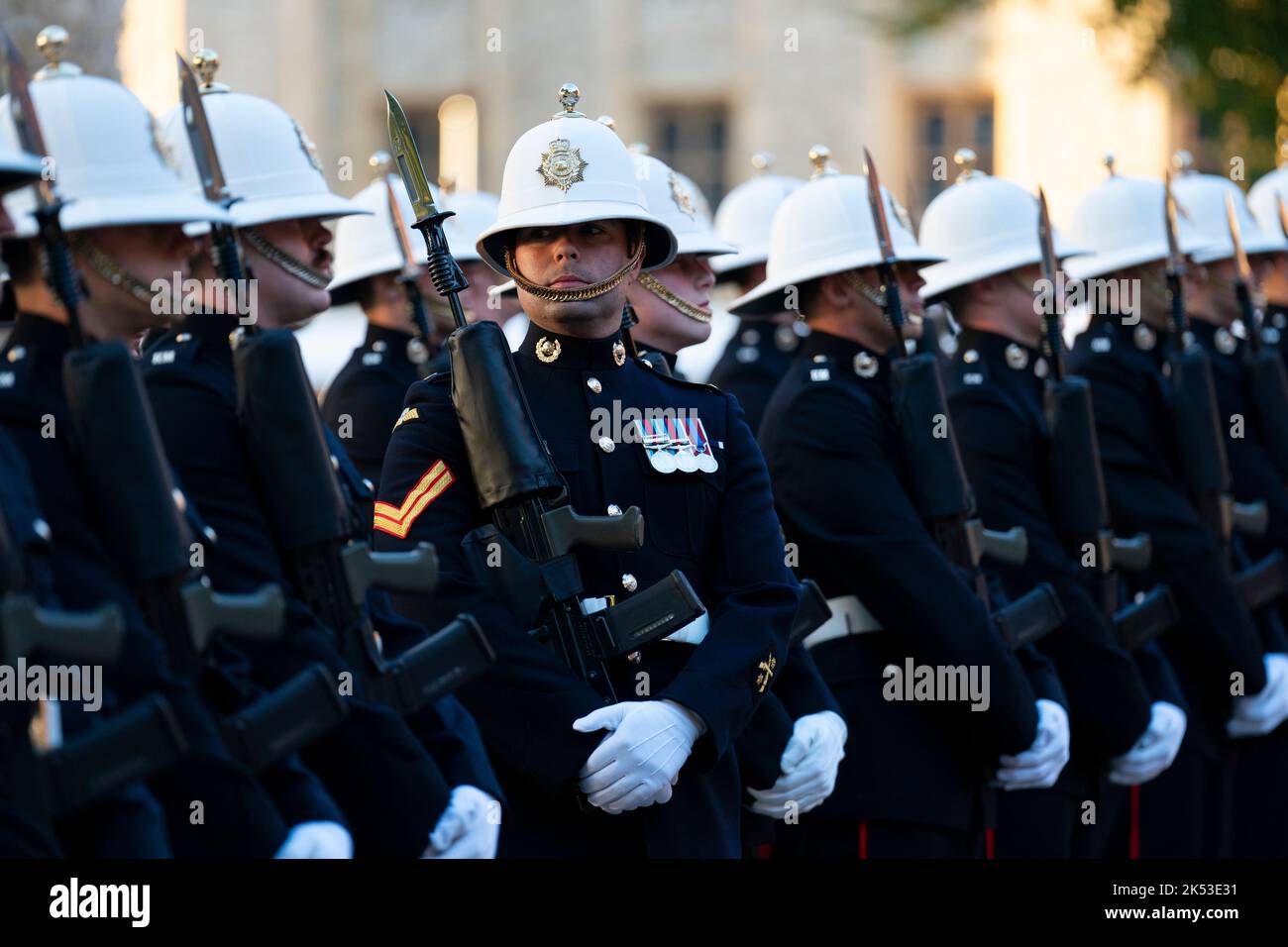 Royal Marines prepare before General Sir Gordon Messenger is presented ...