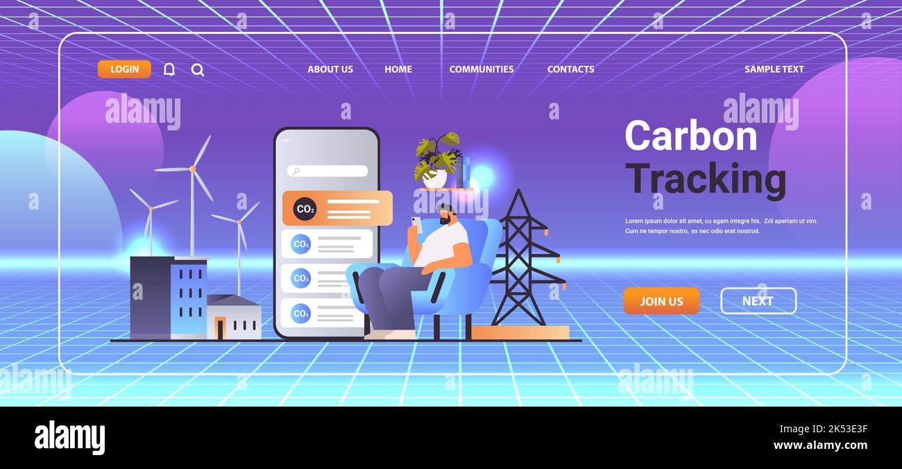 businessman using mobile app carbon tracking concept responsibility of ...