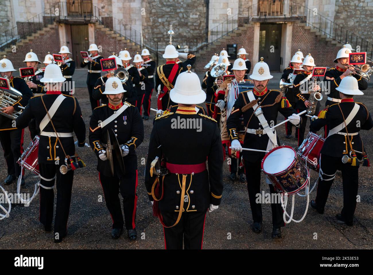 The band of the Royal Marines, as General Sir Gordon Messenger is ...